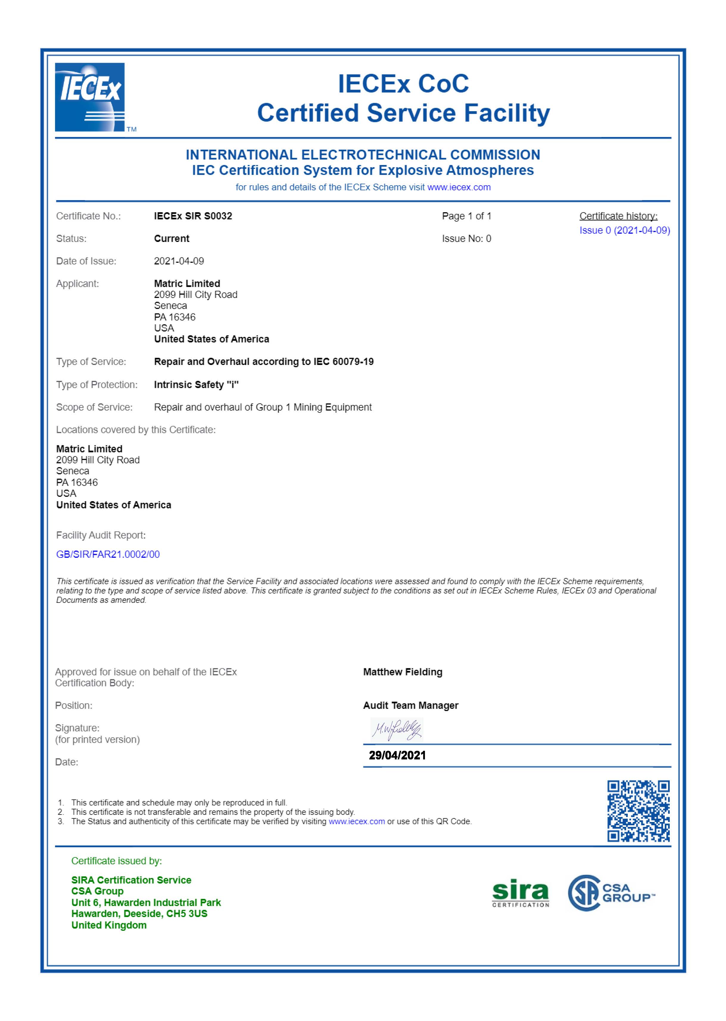 Matric Group Quality Management Systems & Policies
