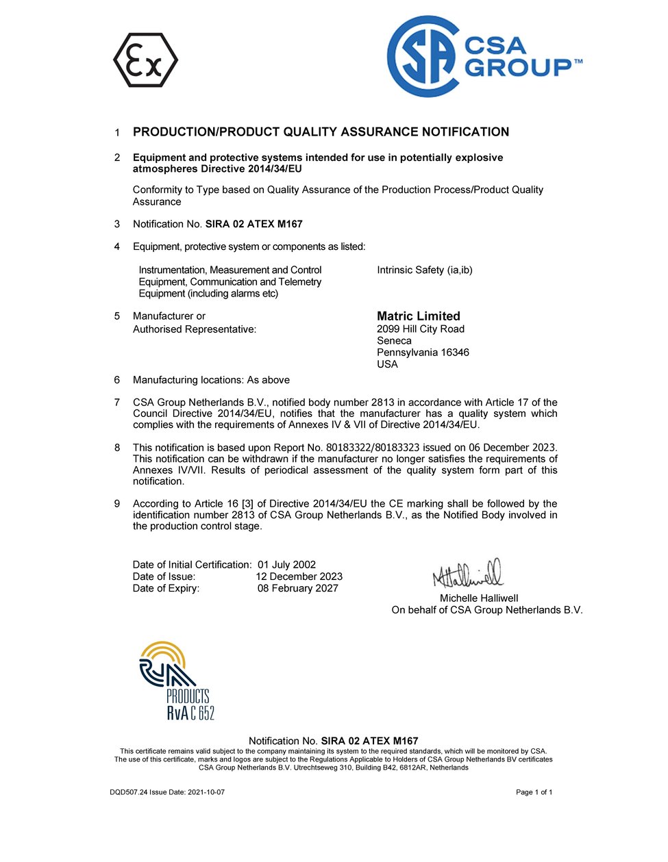 Matric Group Quality Management Systems & Policies